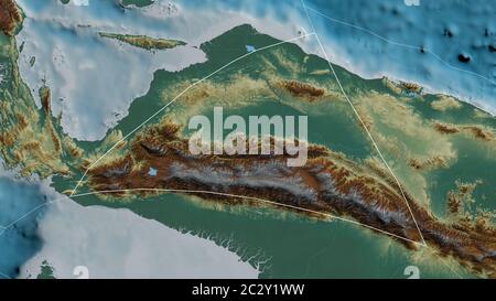 Outline of the Maoke tectonic plate with the borders of surrounding ...