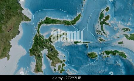 Outline of the Molucca Sea tectonic plate with the borders of ...