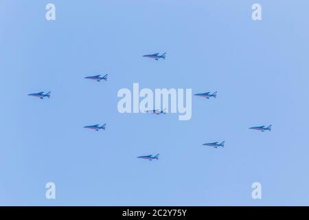 Fixed Formation of the 9 Aircraft comprising French Air Force Display ...