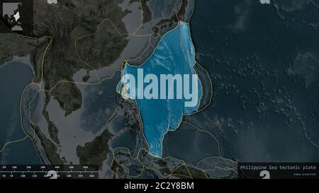 Shape of the Philippine Sea tectonic plate with borders of surrounding ...