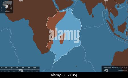 Shape of the Somalian tectonic plate with borders of surrounding plates ...