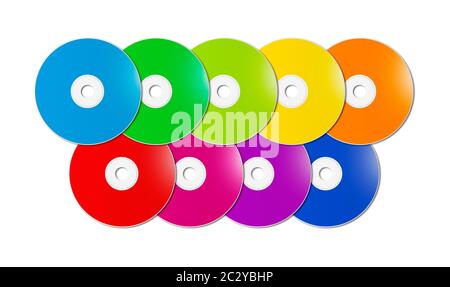 Colorful rainbow CD - DVD range isolated on grey background banner ...