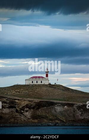 Punta Delgada lighthouse on Magellan Strait, Patagonia, Chile Stock ...