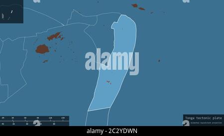 Tonga plate shape outlined on a darkened and desaturated background of ...