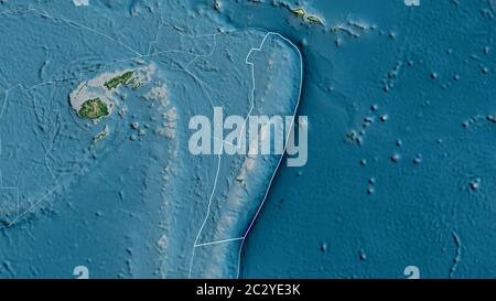 Outline of the Tonga tectonic plate with the borders of surrounding ...