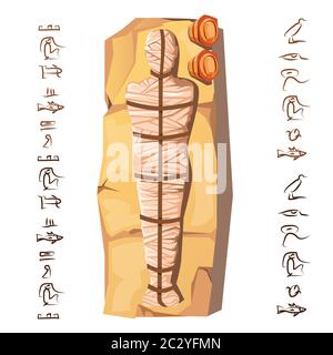 Mummy creation, cartoon vector illustration. Mummification process ...