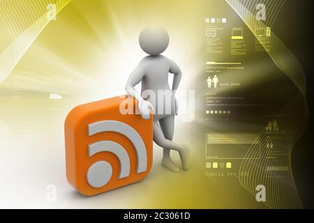 3d man with rss sign Stock Photo - Alamy