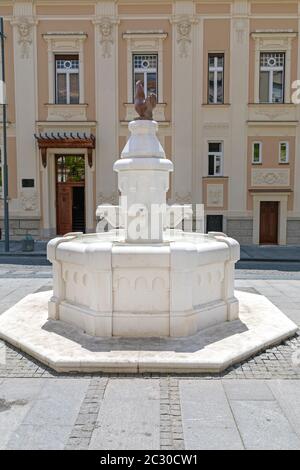 White Marble Rooster Fountain in Belgrade Serbia Stock Photo - Alamy