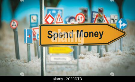 Street Sign Spend Money Stock Photo - Alamy
