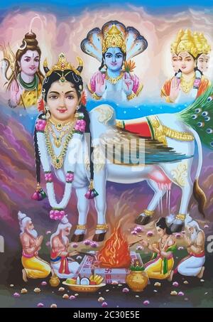 lord Brahma india culture holy god illustration Stock Photo - Alamy