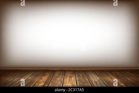 Wooden wall and baseboard with aged surface, realistic vector ...