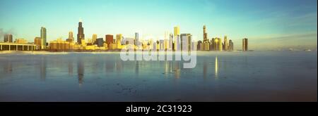 Winter Chicago Skyline by Lake Michigan Stock Photo - Alamy