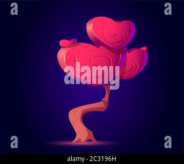 Red and pink hearts cartoon glossy icon set. Valentines Day heart shape ...