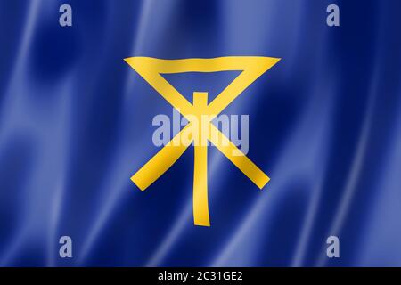 Osaka city waving flag, Japan. 3D illustration Stock Photo - Alamy