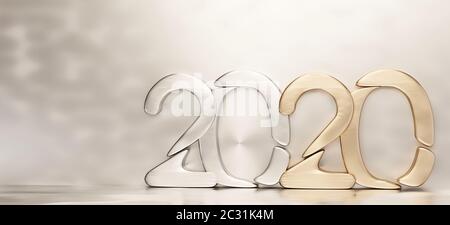 white golden bold letters 2020 3d-illustration Stock Photo - Alamy