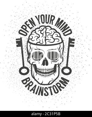 Open skull and brain isolated. Vector illustration Stock Vector Image ...