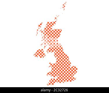 Map of Great Britain in checkerboard pattern Stock Photo - Alamy