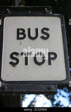 Vintage Bus Stop Sign Stock Photo - Alamy