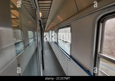 Long distance train with passenger compartments in Poland Stock Photo ...