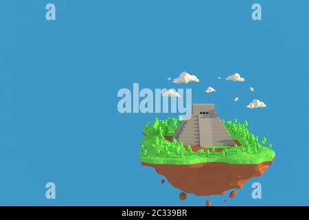 3D illustrator Chichen Itza, Yucatan Peninsula, Mexico. 3d rendering ...