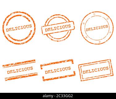 delicious orange vintage seal isolated on white Stock Photo - Alamy