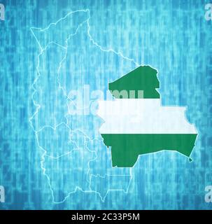 territory and flag of Santa Cruz region on map with administrative ...