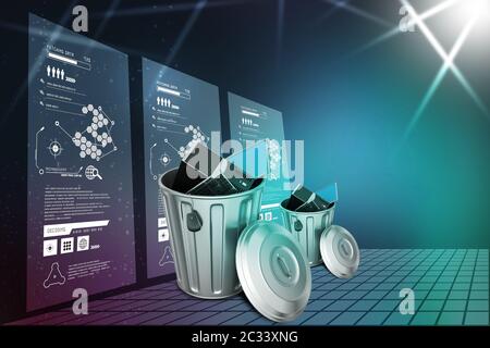 Laptop in trash bin Stock Photo - Alamy