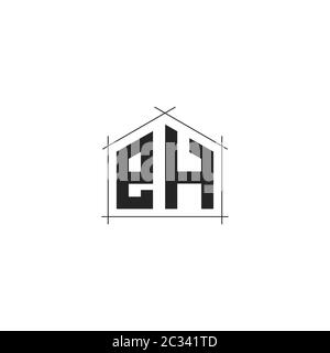 Initial EH logo template with modern frame. Minimalist EH letter logo ...