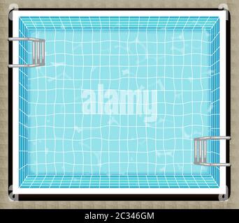 pool water ladder blue tiles leisure illustration Stock Photo - Alamy