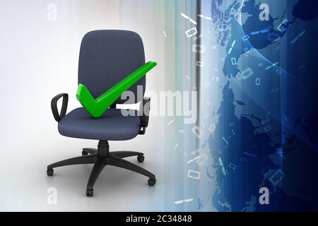 Right mark sitting comfortable computer chair Stock Photo - Alamy
