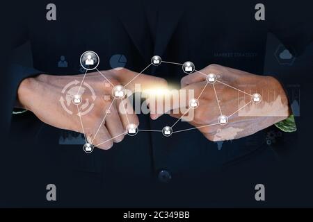 electric spark between two fingers of mans hands Stock Photo - Alamy