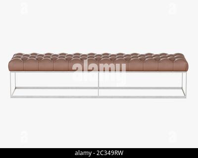 Brown bench capitone on a steel frame 3d rendering Stock Photo - Alamy