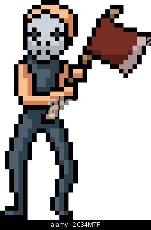 pixel art of dangerous mask murderer isolated background Stock Vector ...