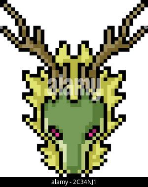 vector pixel art dragon head isolated cartoon Stock Vector Image & Art ...
