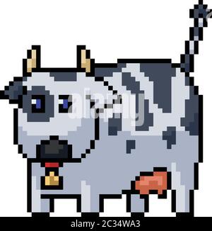 Cow pixel art. 8 bit farm animal cartoon. vector illustration Stock Vector Image & Art - Alamy