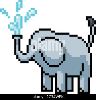 Elephant 8 Bit Pixel Art Animal Video Game Cartoon Stock Vector Image ...