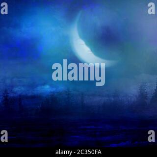 Grunge dark texture with crescent moon to use as background. Colors ...