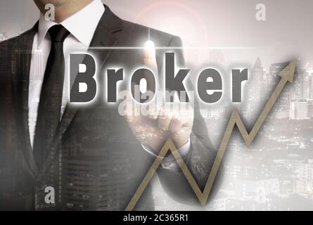 Broker concept background is shown by man Stock Photo - Alamy