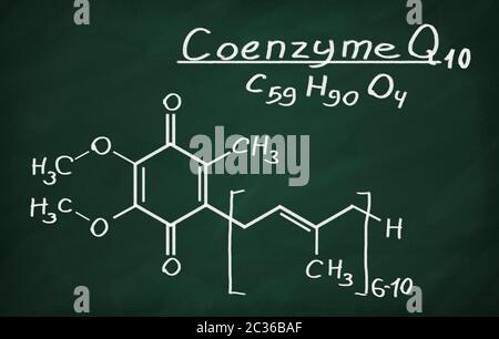 Coenzyme Q10 molecule, chemical structure. Production of cellular ...