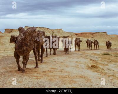 Sculptures made of bronze depict story of desert live in Devil city, an ...