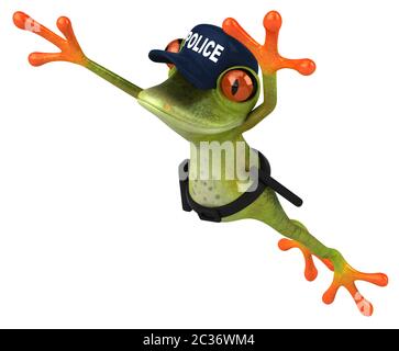 Fun 3D Cartoon frog police officer Stock Photo - Alamy