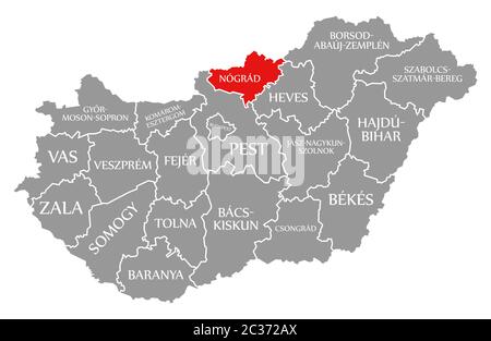 Nograd county map Stock Photo - Alamy