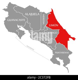 Limon Costa Rica Map grey Stock Photo - Alamy