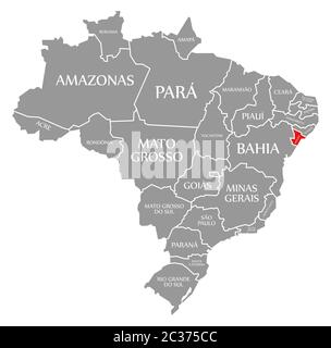 Map of Sergipe in Brazil Stock Photo - Alamy