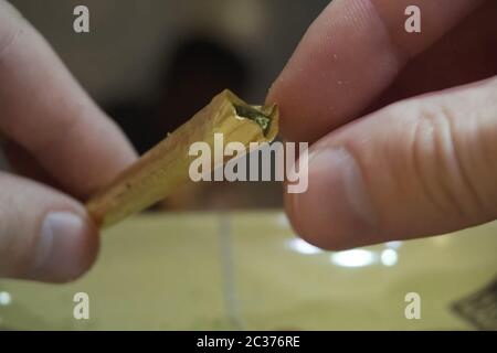 Make a cigar from marijuana. Hemp in smoking paper Stock Photo - Alamy