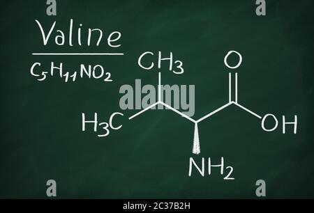 Chemical formula of Valine on a blackboard Stock Photo - Alamy