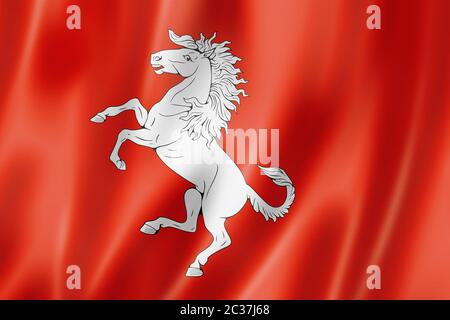 Kent County flag, United Kingdom waving banner collection. 3D ...