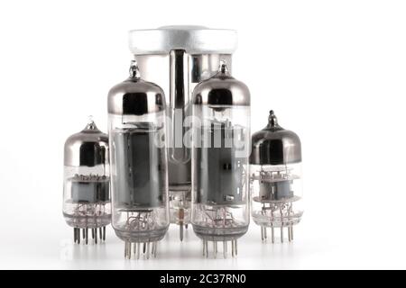 Glass vacuum radio tubes over white Stock Photo - Alamy