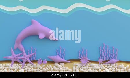3d rendering, 3d illustrator, of Dolphins are swimming in the sea With ...