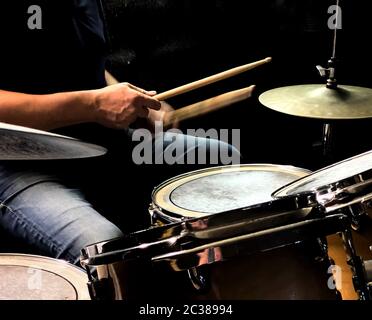 Male performer playing drums isolated on white background Stock Photo ...